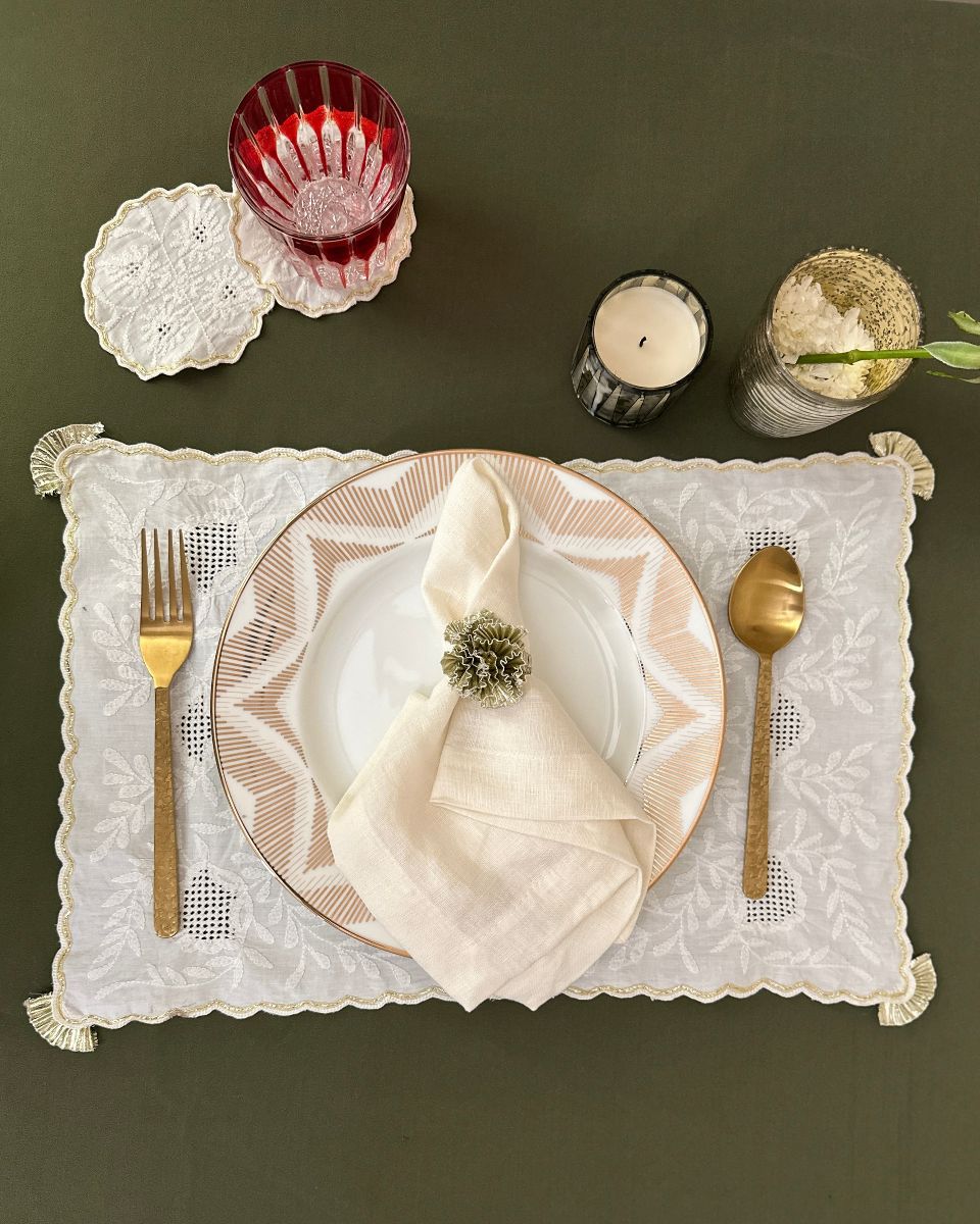 Gota Chikankari Table Mat Set of 4 – Table Manners and Co